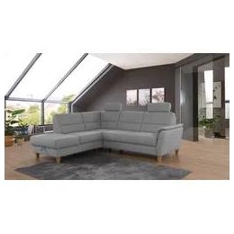 Ecksofa Home Affaire "Palmera L-Form" Sofas Gr. B/H/T: 236 cm x 89 cm x 212 cm, Struktur weich, Ottomane links, mit Bettfunktion-ohne Bettkasten, silberfarben (silber) Federkern, wahlweise mit Bettfunktion und mitohne Stauraum