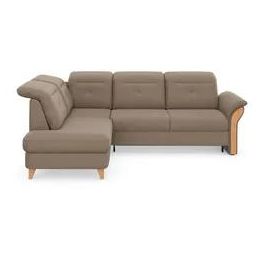 Ecksofa Home Affaire "Dangast L-Form" Sofas Gr. B/H/T: 269cm x 92cm x 200cm, Easy care, Ottomane links, mit Bettfunktion und Bettkasten-ohne Relaxfunktion, grau (taupe) Kopfteilverstellung, wahlweise mit motorischer Relaxfunktion