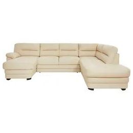 Wohnlandschaft COTTA "Royale U-Form" Sofas Gr. B/H/T: 316cm x 90cm x 93cm, Kunstleder SOFTLUX, Ottomane rechts, ohne Bettfunktion, beige (creme) wahlweise mit Bettfunktion