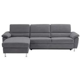 Ecksofa CALIZZA INTERIORS "Onyx L-Form" Sofas Gr. B/H/T: 270cm x 90cm x 158cm, Microfaser, Recamiere links, mit Bettfunktion mit Bettkasten, grau (09 anthrazit) Recamiere links oder rechts, wahlweise mit Bettfunktion, Breite 270 cm