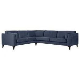 Ecksofa furninova "Avignon" Sofas Gr. B/H/T: 237 cm x 78 cm x 283 cm, Velours, langer Schenkel rechts, ohne Bettfunktion, blau (ocean) inklusive 2 Armlehnkissen, im skandinavischen Design