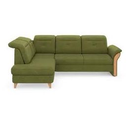 Ecksofa Home Affaire "Dangast L-Form" Sofas Gr. B/H/T: 269cm x 92cm x 200cm, Struktur, Ottomane links, ohne Bett und ohne Bettkasten-ohne Relaxfunktion, grün Kopfteilverstellung, wahlweise mit motorischer Relaxfunktion