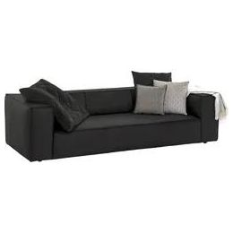 3-Sitzer W.Schillig "around-the-block" Sofas Gr. B/H/T: 260 cm x 66 cm x 104 cm, Longlife Xtra-Leder Z59, schwarz (schwarz z59) mit eleganter Biese, Federkern