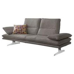 2,5-Sitzer W.Schillig "broadway" Sofas Gr. B/H/T: 236cm x 94cm x 96cm, Flachgewebe S22, Longchair links, mit Sitztiefenverstellung-ohne Kopfteilverstellung-ohne Seitenteilverstellung, grau (grau s22) Sitztiefenverstellung, Kopfteil- & Seitenteilverstellung, Breite 236cm