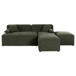 Ecksofa Andas "Sundstrup L-Form" Sofas Gr. B/H/T: 220cm x 76,5cm x 153cm, Samtoptik, Ottomane rechts, grün Modulserie, individuelle Zusammenstellung