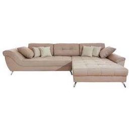 Jockenhöfer Ecksofa JOCKENHÖFER GRUPPE "San Francisco L-Form" Sofas Gr. B/H/T: 358cm x 91cm x 119cm, Luxus-Microfaser ALCATOP, braun (schlamm) mit eingearbeiteter Kaltschaummatte und Steppung, inklusive Kissen