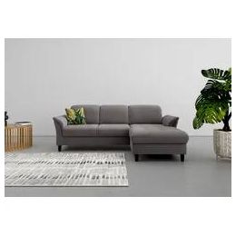 Sit & More Ecksofa SIT & MORE "Maggiore L-Form" Sofas Gr. B/T: 258cm x 173cm, Struktur, mega-Recamiere rechts, mit Kopfteilverstellung-ohne Bettfunktion-ohne Bettkasten-Fussfarbe: schwarz matt, grau (fango) wahlweise mit Kopfteilverstellung, Bettfunktion und Bettkasten