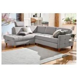 Ecksofa Home Affaire "Earl L-Form" Sofas Gr. B/H/T: 233cm x 80cm x 196cm, Struktur fein, Ottomane links, ohne Bettfunktion-ohne Bettkasten, grau wahlweise auch mit Bettfunktion oder Bettkasten