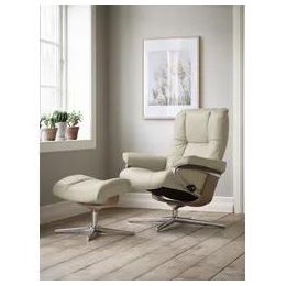 Relaxsessel stressless "Mayfair", beige (cream batick), B:83cm H:102cm T:74cm, Leder BATICK: BATICK ist ein leicht korrigiertes, durchgefärbtes und genarbtes Möbelleder, bei dem die meisten Unebenheiten und Spuren in der Regel entfernt wurden., Sessel, mit Cross Base, Größe S, M & L, Holzakzent Eiche