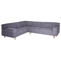 Ecksofa Tom Tailor HOME "NORDIC CHIC" Sofas Gr. B/H/T: 269cm x 77cm x 226cm, Vintage Webstoff TUS, langer Schenkel rechts, grau (prune tus 18) im Retrolook, Füße Buche natur