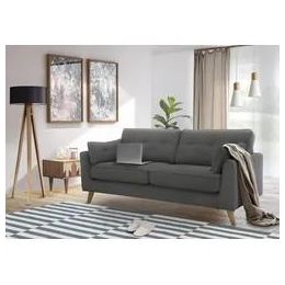 3-Sitzer Home Affaire "Copenhagen" Sofas Gr. B/H/T: 201 cm x 88 cm x 87 cm, Struktur weich, grau feiner Keder, Kopfheftung im Rücken und Armlehnkissen