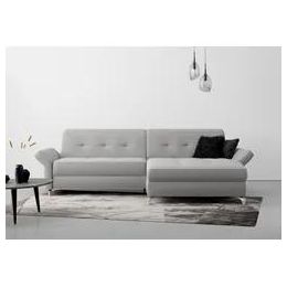 Ecksofa Inosign "Maredo L-Form" Sofas Gr. B/H/T: 284 cm x 89 cm x 179 cm, Luxus-Microfaser Euphoria, mega-Recamiere rechts, mit Kopfteilverstellung und mit Armteilfunktion, grau Federkern, wahlweise auch mit Kopfteil- und Armlehnverstellung