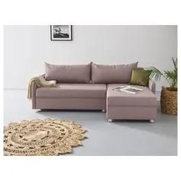 Ecksofa Collection AB "Sunny L-Form" Sofas Gr. B/T: 218cm x 141cm, Struktur, Recamiere beidseitig montierbar, rosa (rose) inkl. Bettfunktion und Bettkasten