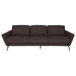 Big-Sofa W.Schillig "softy", braun (braun z59), B:254cm H:79cm T:113cm, Chenille-Flachgewebe R66 (85% Polyester, 15% Nylon), Velourgewebe V41 (100% Polyester), Longlife Xtra-Leder Z59: Glattleder mit modischer Prägung. Hautstärke 0, 9 - 1, 1 mm, Sofas, mit dekorativer Heftung im Sitz, Füße schwarz pulverbeschichtet