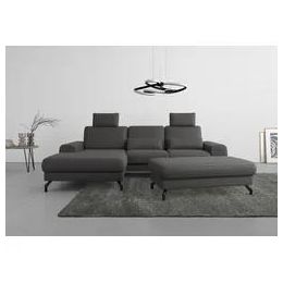 Sit & More Ecksofa SIT&MORE "Cinturo L-Form" Sofas Gr. B/H/T: 283 cm x 88 cm x 175 cm, Luxus-Microfaser TORO, mega-Recamiere links, inklusive Sitztiefenverstellung-inklusive Federkern, grau (anthrazit) inklusive Sitztiefenverstellung und Federkern, Sitzhöhe 45 cm