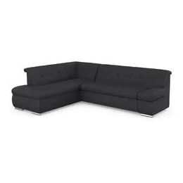 Ecksofa DOMO collection "Mona L-Form" Sofas Gr. B/H/T: 271cm x 80cm x 213cm, Struktur grob, Ottomane links, ohne Bettfunktion-mit Armlehnenfunktion, grau (dkl.grau) wahlweise mit Bett- und Armlehnfunktion