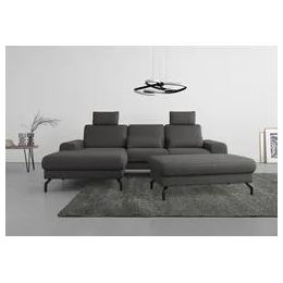 Sit & More Ecksofa SIT&MORE "Cinturo L-Form" Sofas Gr. B/H/T: 283 cm x 91 cm x 175 cm, Luxus-Microfaser TORO, mega-Recamiere links, inklusive Sitztiefenverstellung-inklusive Federkern, grau (anthrazit) inklusive Sitztiefenverstellung und Federkern, Sitzhöhe 48 cm