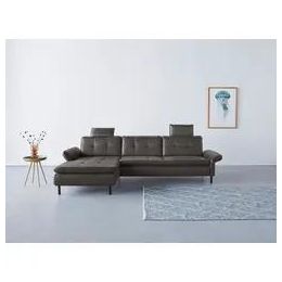 Ecksofa Inosign "Birkholm L-Form" Sofas Gr. B/H/T: 267cm x 83cm x 174cm, Luxus-Microfaser in Lederoptik, Recamiere links, mit Armlehnfunktion, grau (anthrazit) Armlehnverstellung, auch in Easy Clean Bezug - mit Wasser zu reinigen