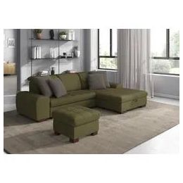 Sit & More Ecksofa SIT & MORE "Luxor L-Form" Sofas Gr. B/H/T: 275cm x 82cm x 173cm, Soft clean, mega-Recamiere rechts, ohne Bettfunktion-ohne Bettkasten-ohne Kopfteilverstellung, grün (olive) wahlweise mit Bettfunktion, Bettkasten und Kopfteilverstellung