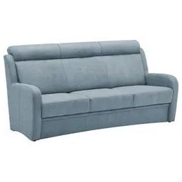 3-Sitzer VILLA BECK "Varese" Sofas Gr. B/H/T: 195cm x 102cm x 83cm, Microfaser, mit Sitzvorzug und Bettkasten, blau (16 steel) Kopfteilverstellung, wahlweise mit Sitzvorzug, in Sitzhöhe 49 cm