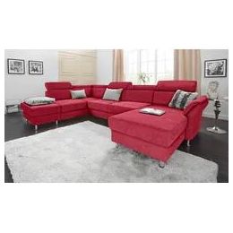 Sit & More Wohnlandschaft SIT & MORE "Avignon U-Form" Sofas Gr. B/H/T: 331cm x 97cm x 228cm, Flachgewebe, Recamiere rechts, mit Kopfteilverstellung, rot wahlweise mit Bettfunktion und Stauraum, inklusive Kopfteilverstellung