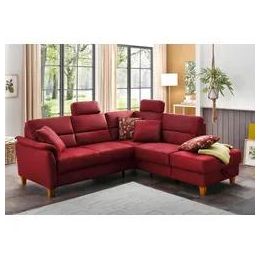 Ecksofa Home Affaire "Palmera L-Form" Sofas Gr. B/H/T: 236cm x 89cm x 212cm, Luxus-Microfaser, Ottomane rechts, mit Bettfunktion-ohne Bettkasten, rot (bordeaux) Federkern, wahlweise mit Bettfunktion und mitohne Stauraum