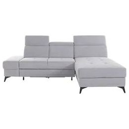 Ecksofa Inosign "Cardiz L-Form" Sofas Gr. B/H/T: 246 cm x 83 cm x 173 cm, Luxus-Microfaser Paris, Recamiere rechts, ohne Bettfunktion-ohne Bettkasten, silberfarben (silber) inkl.Kopfteilverstellung und Federkern wahlweise mit Bettfunktion