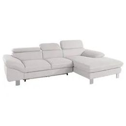 Ecksofa COTTA "Driver L-Form" Sofas Gr. B/H/T: 268cm x 73cm x 169cm, Struktur, Recamiere rechts, mit Kopfteilverstellung-mit Bettfunktion und Bettkasten, grau (argent) mit Kopfteilverstellung, wahlweise Bettfunktion