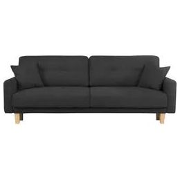 3-Sitzer Home Affaire "Triplo wahlweise mit Bettfunktion und Bettkasten" Sofas Gr. B/H/T: 215 cm x 89 cm x 100 cm, Luxus-Microfaser weich, ohne Bettfunktion-ohne Bettkasten, grau (graphit) incl. Zierkissen, BTH: 21510089 cm Liegefläche 191 x 145