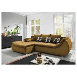 Ecksofa Inosign "Imola L-Form" Sofas Gr. B/H/T: 270cm x 90cm x 170cm, Velours, Armlehne rechts-Bettfunktion rechts-Recamiere links, gelb auch mit Bettfunktion