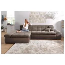 Ecksofa DOMO collection "Moric B/T/H 300/172/80 cm, auch in Cord, L-Form" Sofas Gr. B/H/T: 300cm x 80cm x 172cm, Kunstleder SOFTLUX-Struktur, Recamiere links, ohne Funktion, braun (espresso/beige-braun) XXL-Format, wahlweise auch mit Bettfunktion und Armverstellung