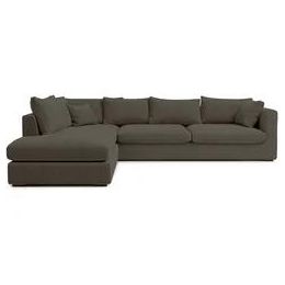 Ecksofa Home Affaire "Coray, L-Form" Sofas Gr. B/H/T: 318 cm x 80 cm x 272 cm, Feincord, Ottomane links, grau (dark grey) extra weich und kuschelig, Füllung mit Federn Daunen