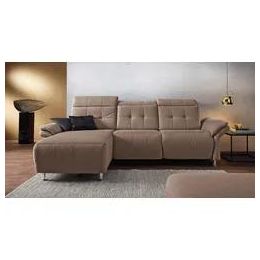 Ecksofa Places of Style "Manhattan L-Form" Sofas Gr. B/H/T: 270cm x 102cm x 168cm, Struktur, Recamiere links, beige (dunkelbeige) 2 Sitze mit elektrischer Relaxfunktion, verstellbare Armlehnen