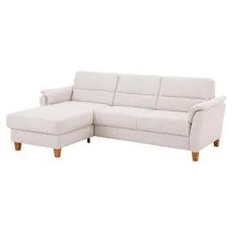 Ecksofa Home Affaire "Palmera L-Form" Sofas Gr. B/H/T: 244 cm x 89 cm x 163 cm, Struktur, Recamiere links, ohne Bettfunktion-ohne Bettkasten, beige (natur) Federkern, wahlweise mit Bettfunktion und mitohne Bettkasten