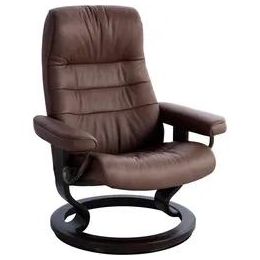 Relaxsessel stressless "Opal", braun, B:76cm H:99cm T:74cm, Leder BATICK: Batick ist ein leicht korrigiertes, durchgefärbtes und genarbtes Möbelleder, bei dem die meisten Unebenheiten und Spuren in der Regel entfernt wurden. Batick wird mitunter doppeltönig gefärbt, um der Oberfläche mehr Lebendigkeit zu verleihen. Dank einer schützenden Oberflächenbehandlung lassen sich die meisten Flecken leicht