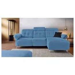 Ecksofa Places of Style "Manhattan L-Form" Sofas Gr. B/H/T: 270cm x 102cm x 168cm, Flachgewebe, Recamiere rechts, blau (hellblau) 2 Sitze mit elektrischer Relaxfunktion, verstellbare Armlehnen