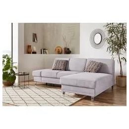 Sit & More Ecksofa SIT & MORE "Clio L-Form" Sofas Gr. B/H/T: 246cm x 89cm x 165cm, Luxus-Microfaser Paris, Recamiere rechts, ohne Bettfunktion-ohne Bettkasten, silberfarben (silber) wahlweise mit Bettfunktion oder Vorziehsitz und Bettkasten, Federkern