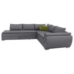 Ecksofa Inosign "Göteborg" Sofas Gr. B/H/T: 320cm x 93cm x 253cm, Struktur (100% Polyester), Recamiere links, mit Taschen-Federkernmatratze und Kaltschaum-Topper, grau mit Boxspring-Bettfunktion und Bettkasten, Dauerschlaffunktion, Topper