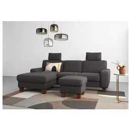 Ecksofa Home Affaire "Vision L-Form" Sofas Gr. B/H/T: 252cm x 90cm x 164cm, Luxus-Microfaser Euphoria, Recamiere links, ohne Bettfunktion-ohne Bettkasten, grau (fango) mit Federkern, wahlweise Bettfunktion und Bettkasten