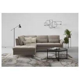 Ecksofa Inosign "Palm Beach L-Form" Sofas Gr. B/H/T: 259cm x 89cm x 224cm, Chenille-Optik, Ottomane links, mit Sitztiefenverstellung-ohne Bettfunktiom-ohne Stauraum-ohne Armteilverstellung, braun (latte) Federkern, mit Sitztiefenverstellung, wahlweise Bettfunktion