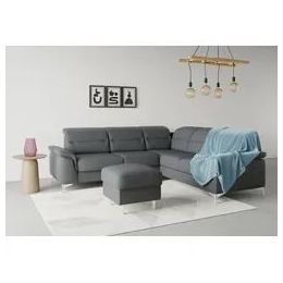 Sit & More Ecksofa SIT & MORE "Sinatra L-Form" Sofas Gr. B/H/T: 251cm x 85cm x 231cm, Struktur weich, langer Schenkel rechts, Ohne Kopfteilverstellung-Ohne Armteilfunktion-Ohne Bettfunktion-Ohne Schubkasten, grau (dunkelgrau) optional mit Kopfteilverstellung und Armteilfunktion