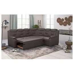 Ecksofa COTTA "Marcus L-Form" Sofas Gr. B/H/T: 263cm x 99cm x 211cm, Kunstleder SOFTLUX, langer Schenkel links-Bettfunktion links, Mit Bettfunktion-mit Schubkasten, braun (mud) Bequemes Ecksofa in klassischem Design mit hoher Rückenlehne