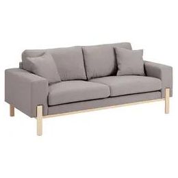 2-Sitzer OTTO products "Hanne, mit abnehmbaren Bezügen" Sofas Gr. B/H/T: 197 cm x 86 cm x 88 cm, Baumwoll-/Leinenmix, grau (hellgrau) verschiedene Bezugsqualitäten: Baumwolle, recyceltes Polyester