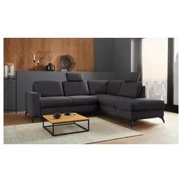 Ecksofa Places of Style "Lolland L-Form" Sofas Gr. B/H/T: 249cm x 88cm x 212cm, Struktur flausch, Ottomane rechts, ohne Bettfunktion und Stauraum, schwarz Wahlweise mit Bettfunktion und Stauraum, auch abwischbarem Bezug