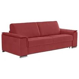 Schlafsofa Egoitaliano "Cecilia, modern & elegant, erstklassiger Sitzkomfort, Dauerschläfer" Sofas Gr. B/H/T: 234cm x 85cm x 102cm, Luxus-Microfaser Lederoptik, rot (marsala) inkl. Matratze und hochwertigem Metallbettrahmen, toller Schlafkomfort