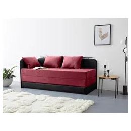 Polsterliege Maintal "Diana", rot (rot, schwarz), B:84cm, Komplettbetten, mit Stauraum