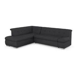 Ecksofa DOMO collection "Mona L-Form" Sofas Gr. B/H/T: 271cm x 80cm x 213cm, Struktur grob, Ottomane links, mit Bettfunktion-mit Armlehnenfunktion, grau (dkl.grau) wahlweise mit Bett- und Armlehnfunktion