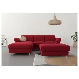 Sit & More Ecksofa SIT & MORE "Apulia L-Form" Sofas Gr. B/H/T: 250cm x 78cm x 185cm, Samtoptik, Recamiere links, ohne Bettfunktion-ohne Bettkasten-ohne Armteilverstellung-ohne Kopfteilverstellung, rot wahlweise Bettfunktion, Bettkasten und Kopf- Armteilverstellung