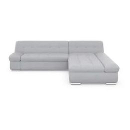 Ecksofa DOMO collection "Mona L-Form" Sofas Gr. B/H/T: 297cm x 80cm x 173cm, Feinstruktur, Recamiere rechts, ohne Funktion, silberfarben (silber) wahlweise mit Bettfunktion