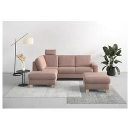 Ecksofa Home Affaire "Summer L-Form" Sofas Gr. B/H/T: 236 cm x 91 cm x 170 cm, Feincord, Ottomane links, ohne Bettfunktion-ohne Bettkasten-mit Federkern, rosa (altrosa) mit Ottomane, wahlweise Bettfunktion und Bettkasten, Cord-Bezug